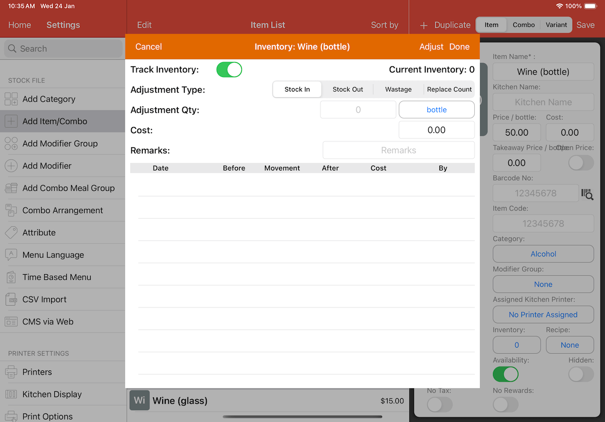 Item Recipe with Unit of Measurement | MobiPOS